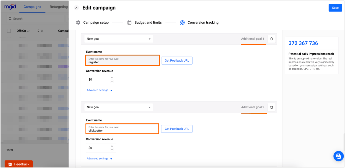Kochava Tracker Integration in MGID Ads